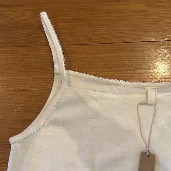 SKIMS | Tops | Skims Pointelle Lace Cami Logo In Bone New | Poshmark